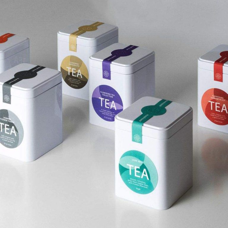 Square Tea Tins With Custom Sticker Label - Gift tin box, Tea tin box ...
